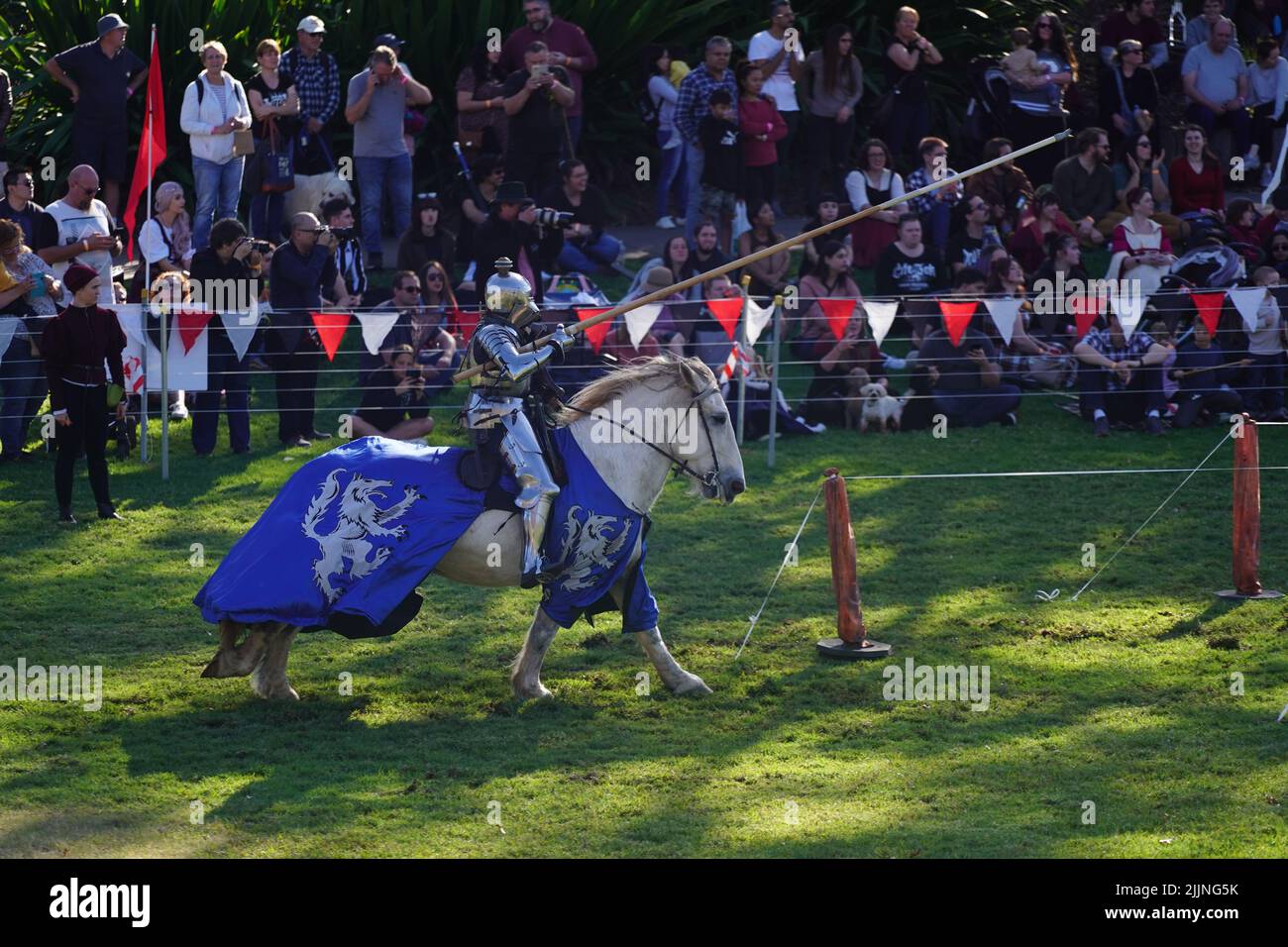 A man doing jousting at Blacktown Medieval Fayre, Australia Stock Photo ...