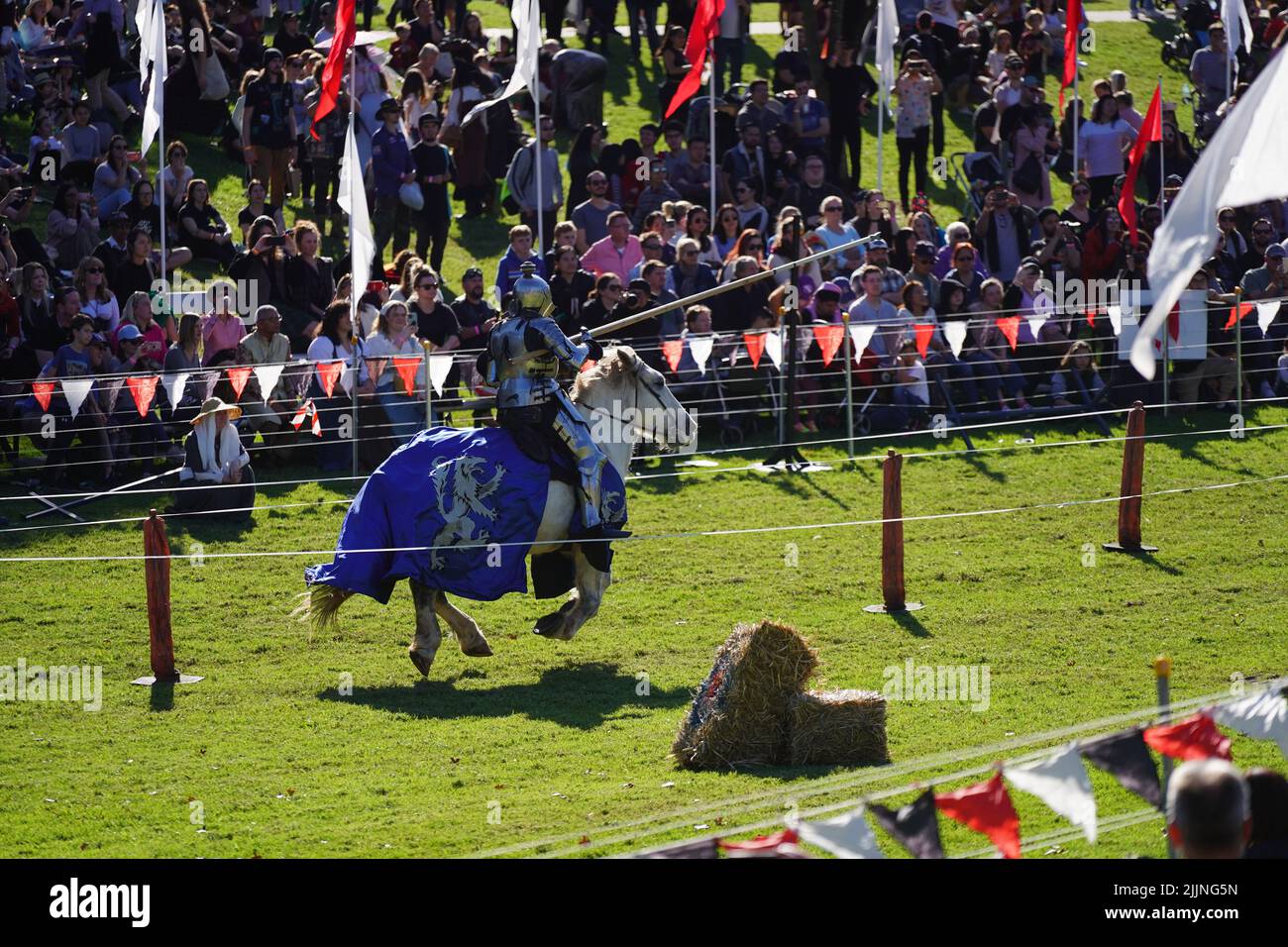 A man doing jousting at Blacktown Medieval Fayre, Australia Stock Photo ...