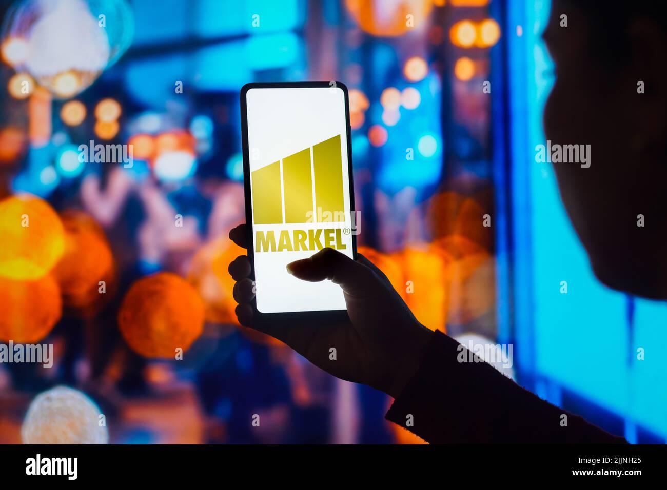 In this photo illustration, the Markel Corporation logo is displayed on ...