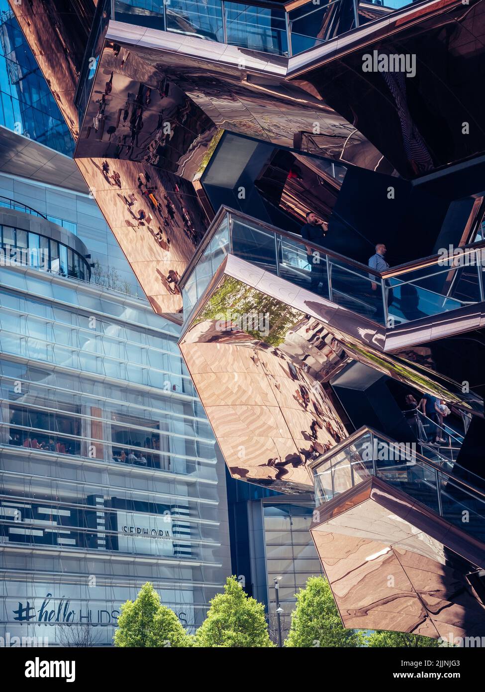 A vertical shot of the reflective Vessel in New York City Stock Photo ...