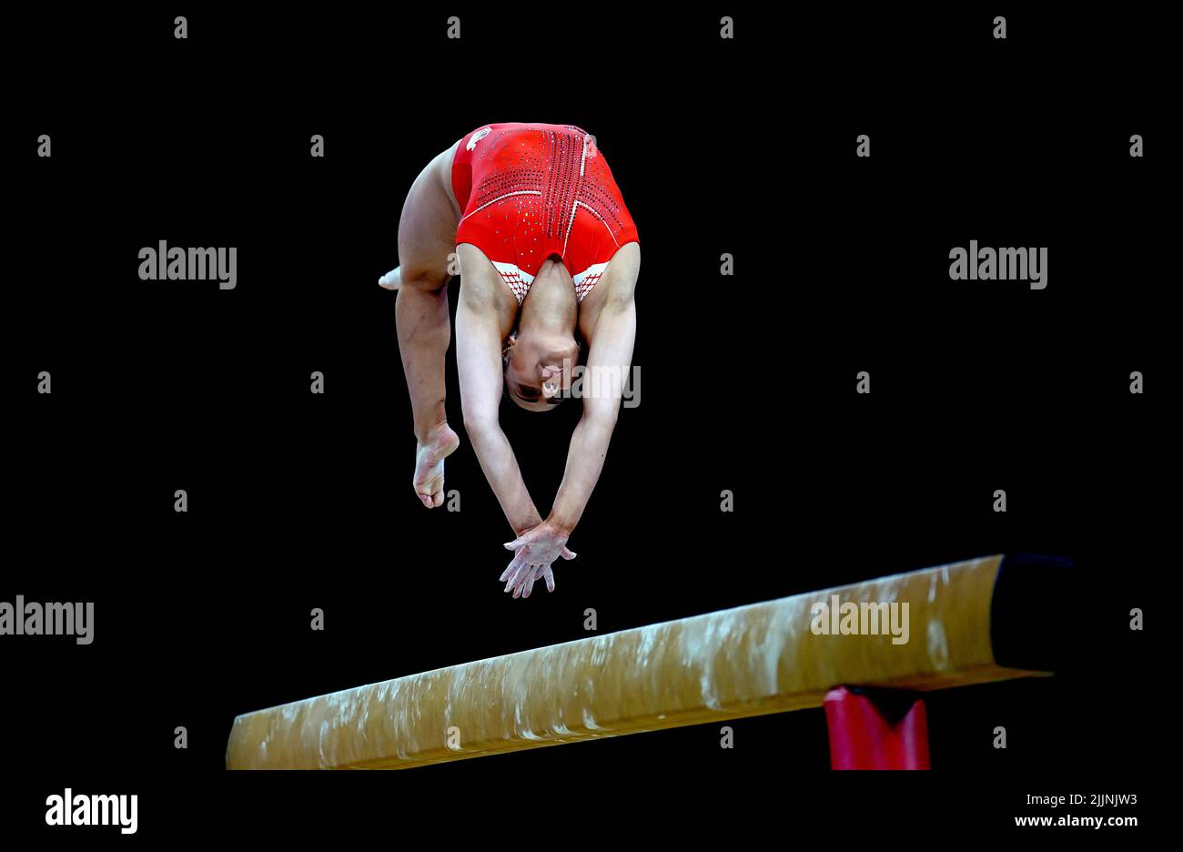 England's Kelly Simm practices gymnastics at the Arena Birmingham ahead ...