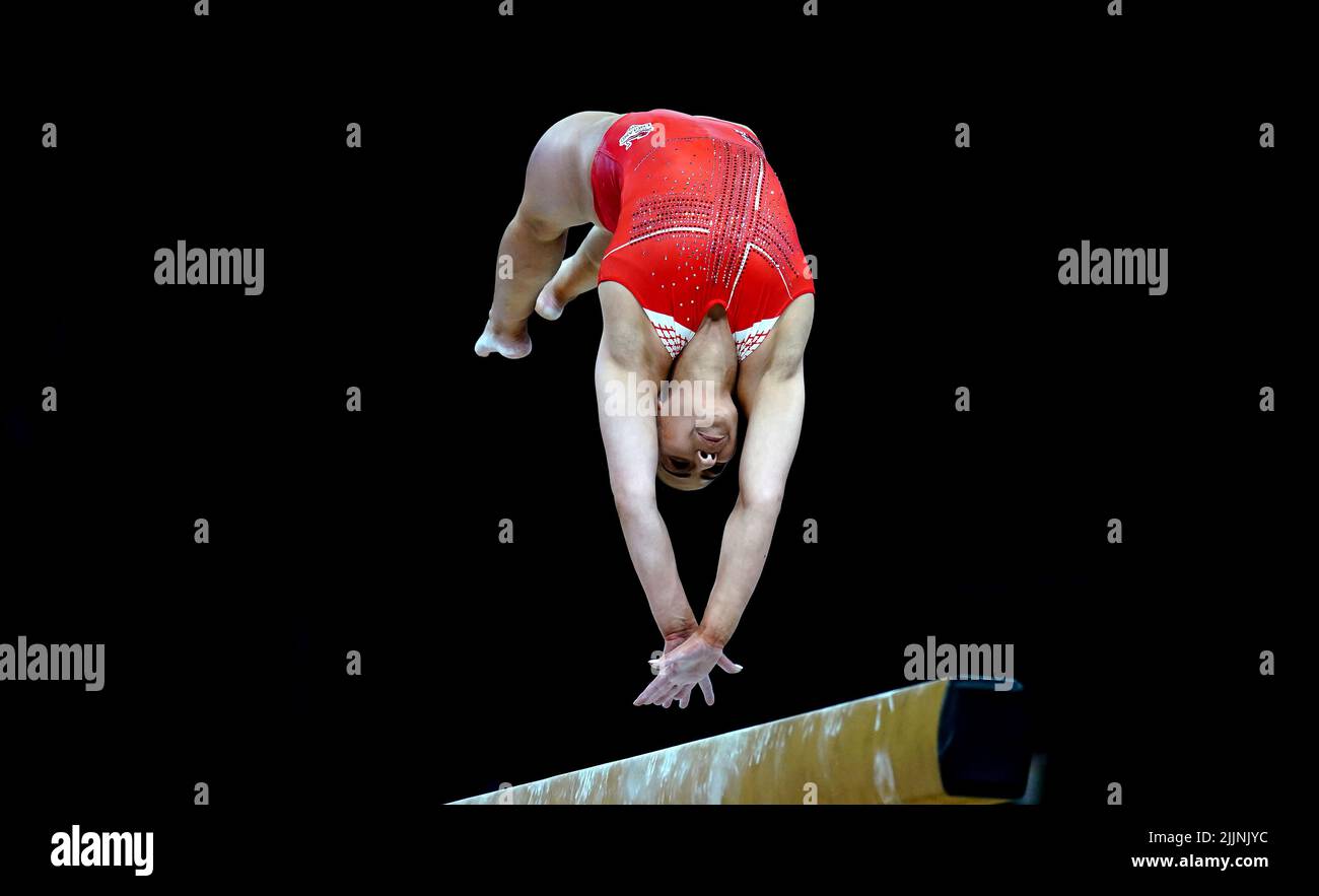 England's Kelly Simm practices gymnastics at the Arena Birmingham ahead ...