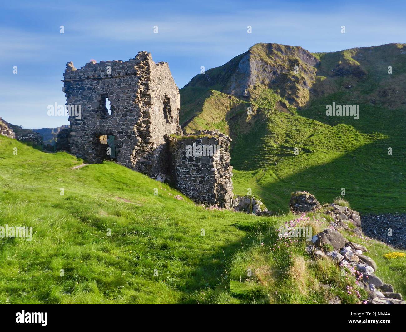 A historic Kinbane Castle ruins in County Antrim, Northern Ireland ...