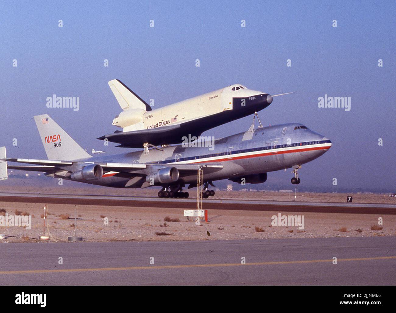 The Space Shuttle Enterprise takes off from Edwards air Force Base on ...