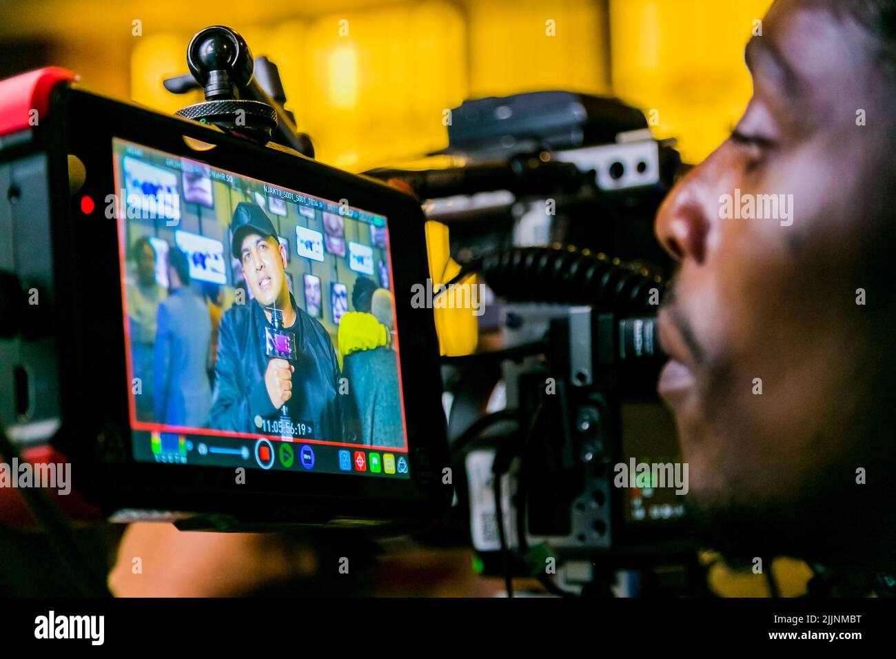 A Johannesburg, South Africa - July 11, 2018: Camera crew doing ...