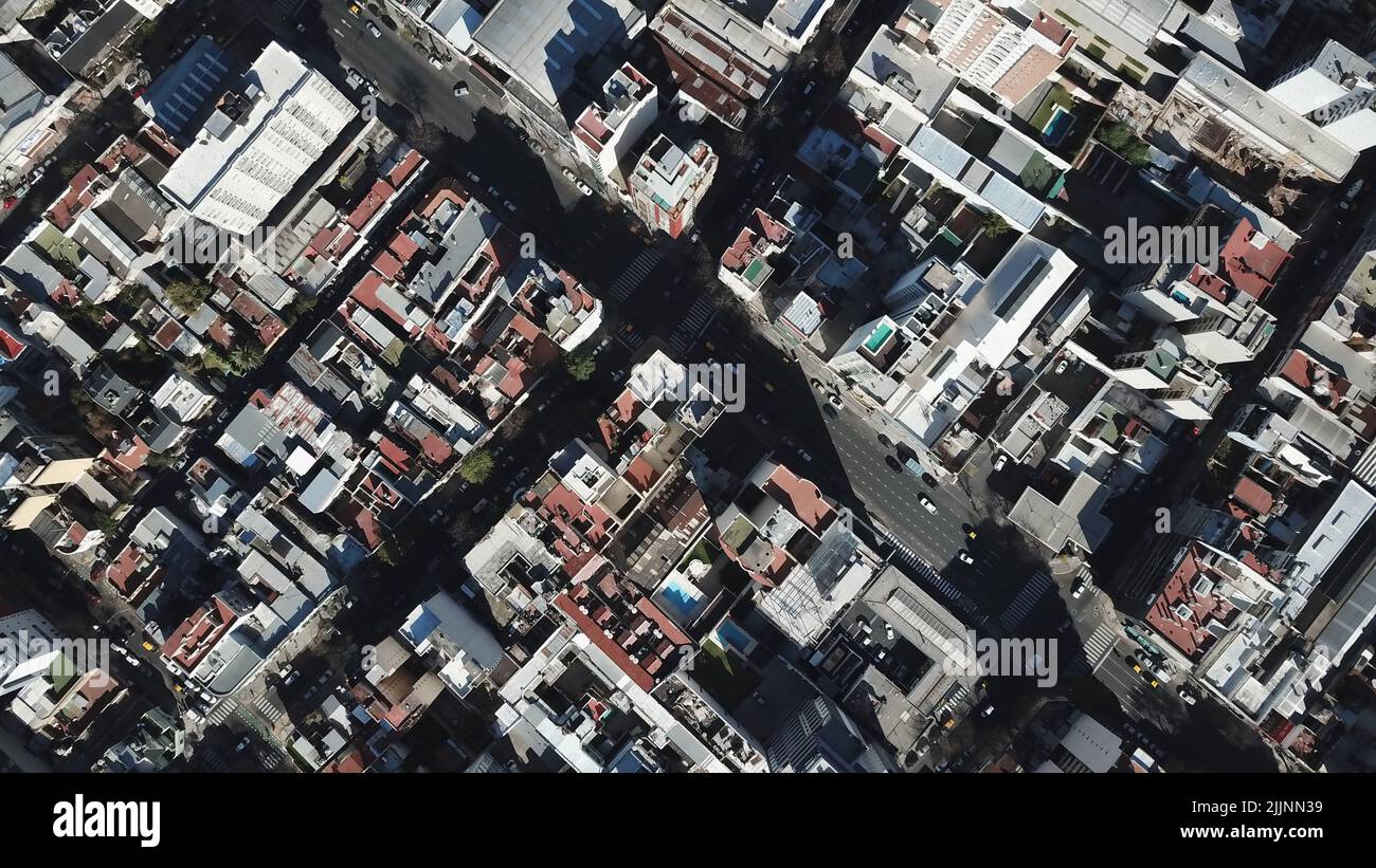 Drone aerial view of city buildings Stock Photo - Alamy