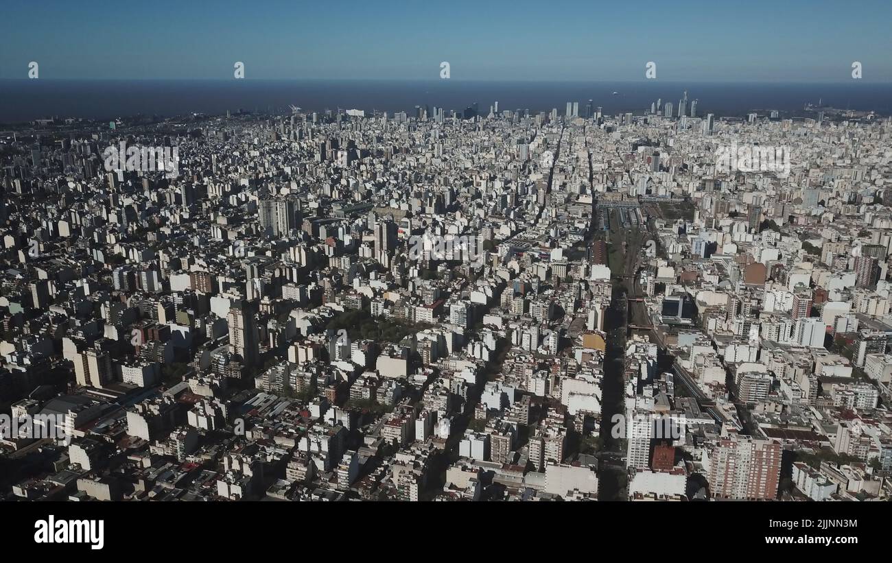 General aerial shot made with a drone of the city of Buenos Aires Stock ...