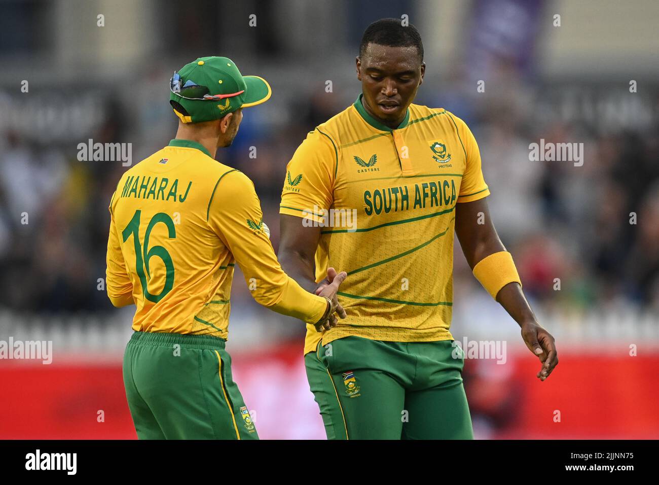 Keshav Maharaj of South Africa and Lungi Ngidi of South Africa ...