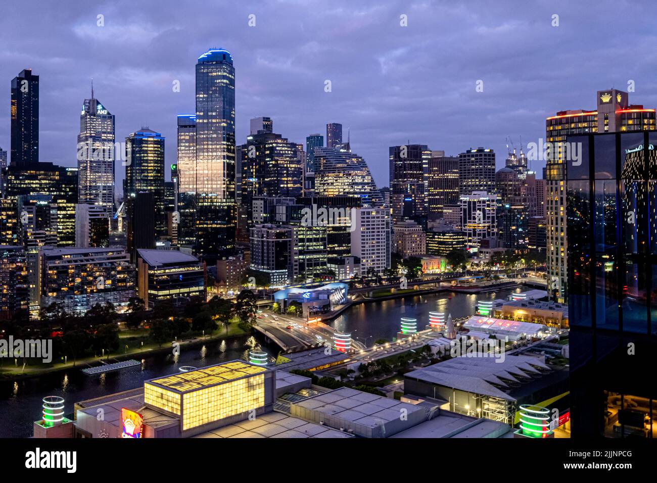 A beautiful cityscape of modern urban buildings in Melbourne, Australia ...