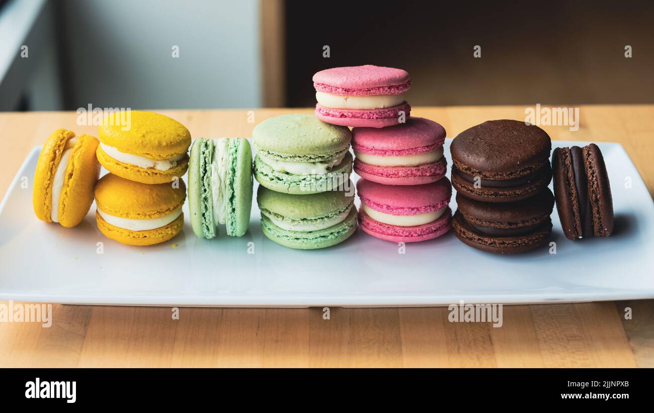 Plate assorted macaroons hi-res stock photography and images - Alamy