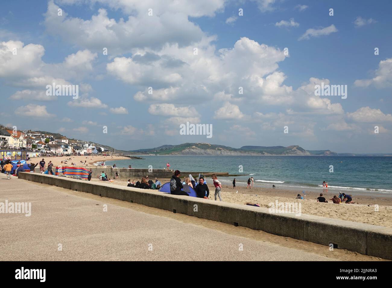 The seafront seafront and beach at Lyme Regis, Dorset in Devon, England ...