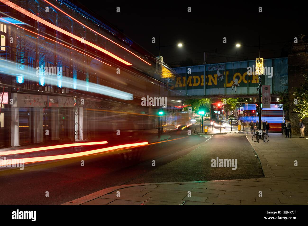 A night view of light trails in Camden, London, the UK Stock Photo - Alamy