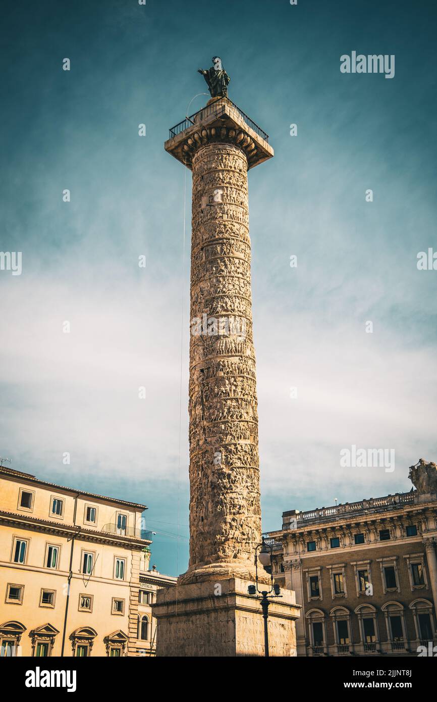 A view of the Marcus Aurelius Column under the blue sky Stock Photo - Alamy