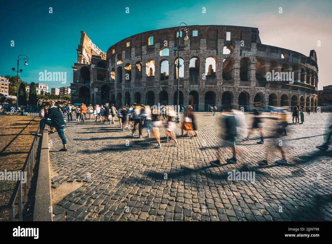 A beautiful view of the Colosseum historical amphitheater in the center ...