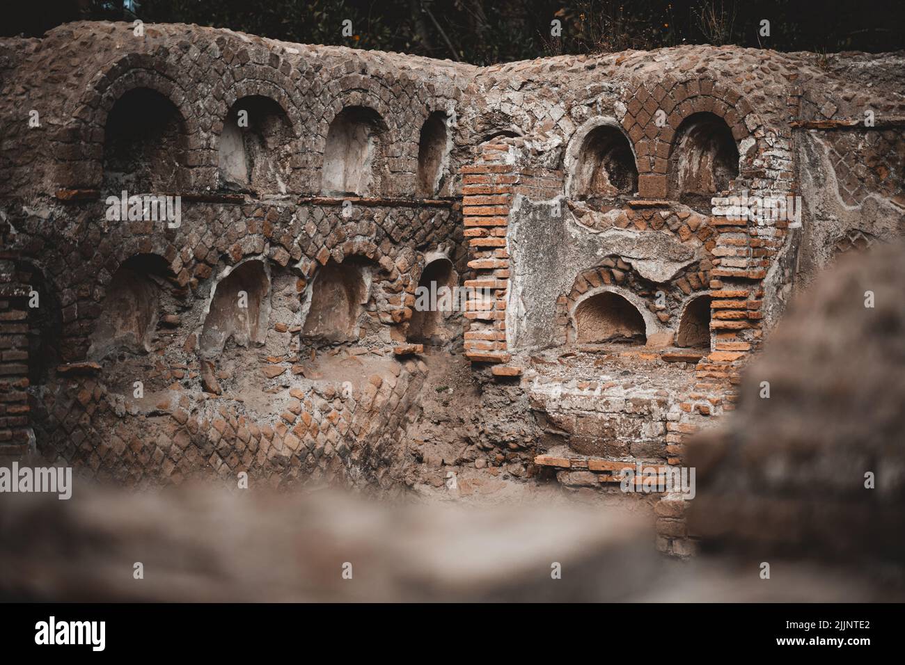 The Roman Necropolis wall in ancient Ostia Stock Photo - Alamy