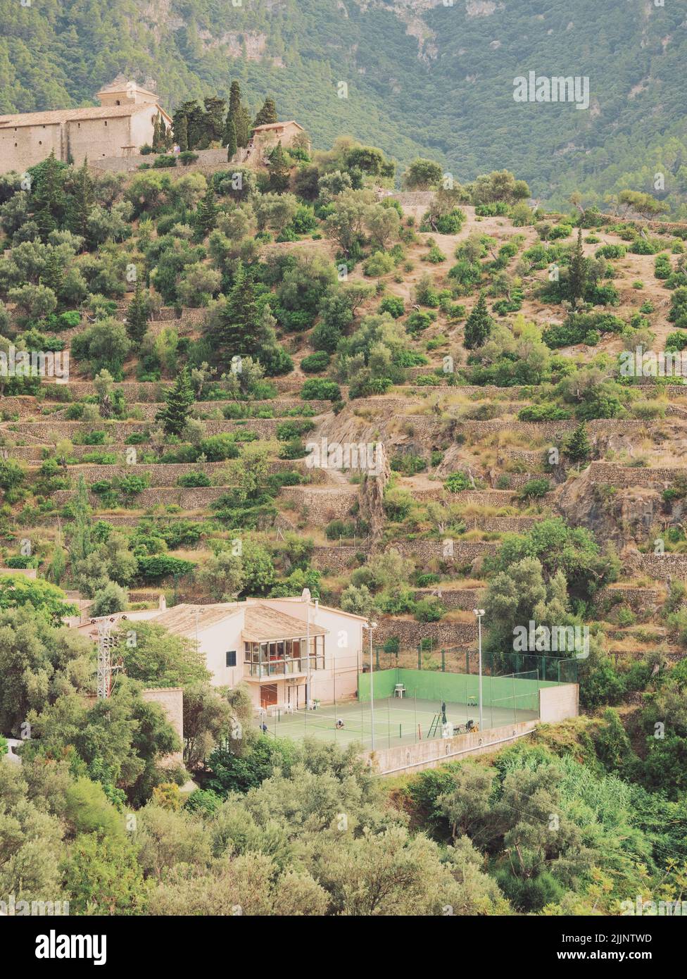 A property with a tennis court in deia Stock Photo - Alamy