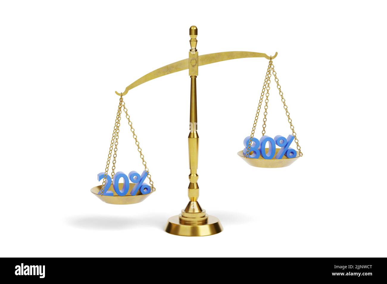 Balance scale with 20 and 80 percent isolated on white background ...