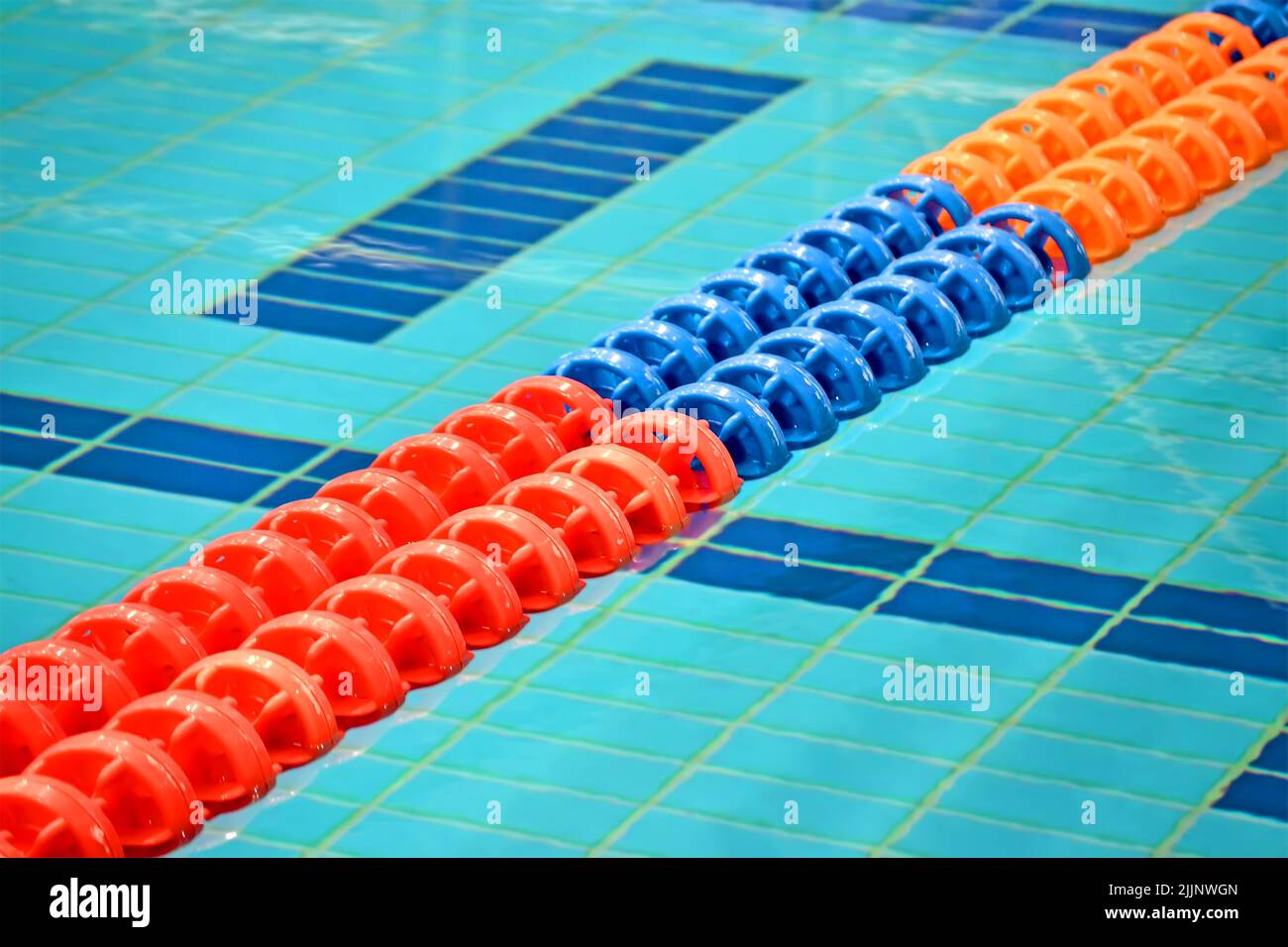 colorful swimming pool line separator on water, modern sport diversity ...