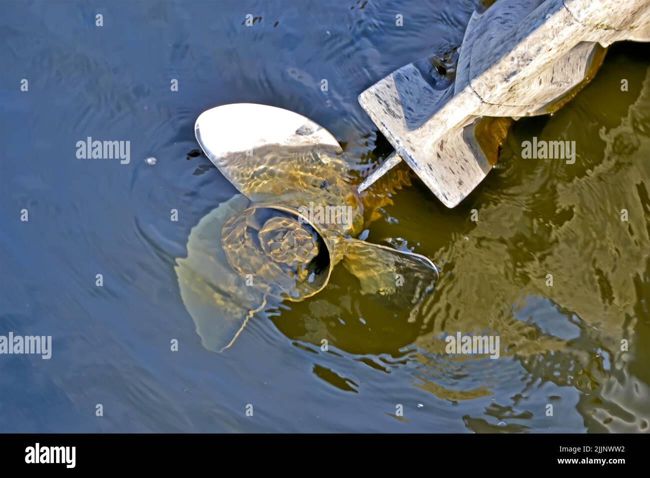 power outboard boat engine under water, environment diversity Stock ...