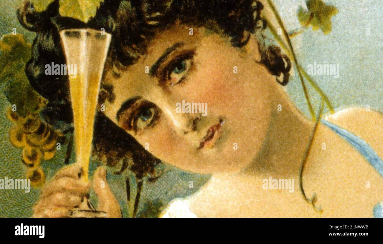 WOMAN DRINKING German postcard about 1900 Stock Photo - Alamy