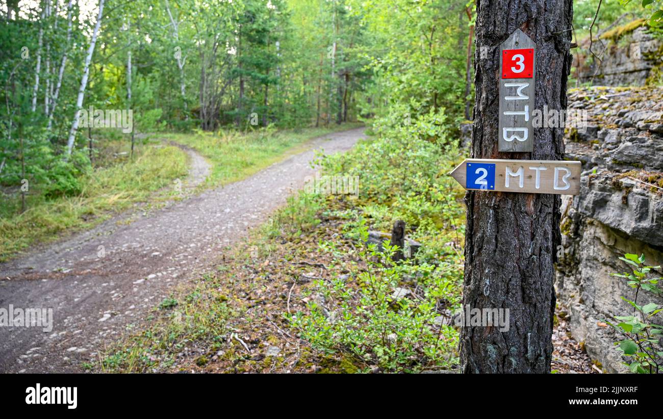 trail through forest in Kumla Sweden July 24 2022 Stock Photo - Alamy