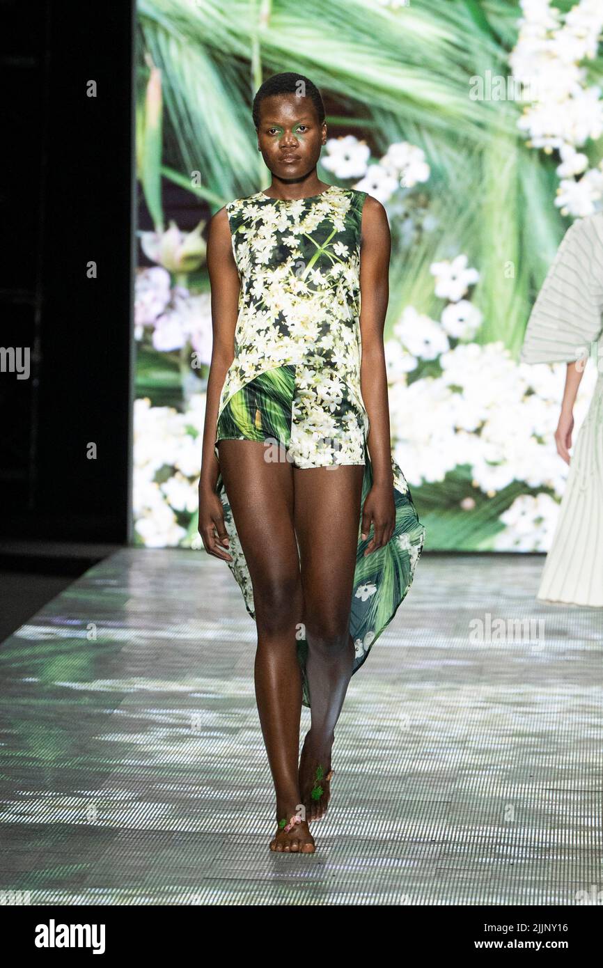 A model walks on the catwalk during the Caterina Moro Spring/Summer ...