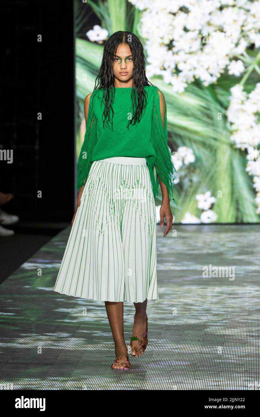 A model walks on the catwalk during the Caterina Moro Spring/Summer ...