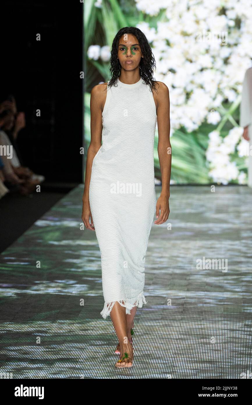 A model walks on the catwalk during the Caterina Moro Spring/Summer ...