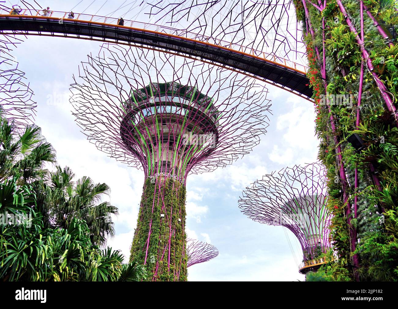 A low angle shot of the colorful abstract buildings at the Marina Bay ...