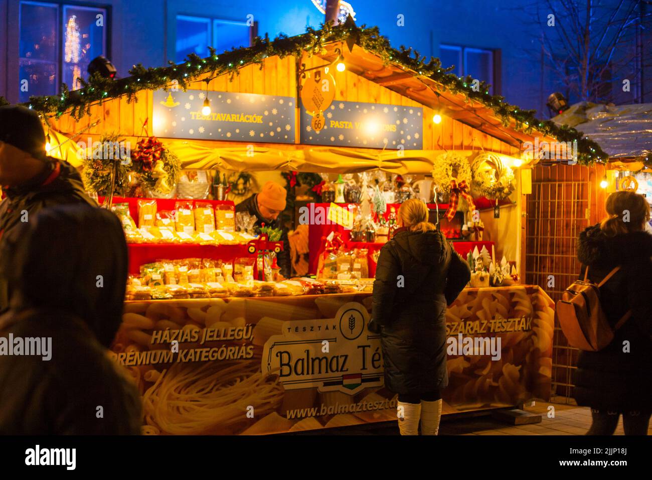 Debrecen Christmas market at night Stock Photo - Alamy