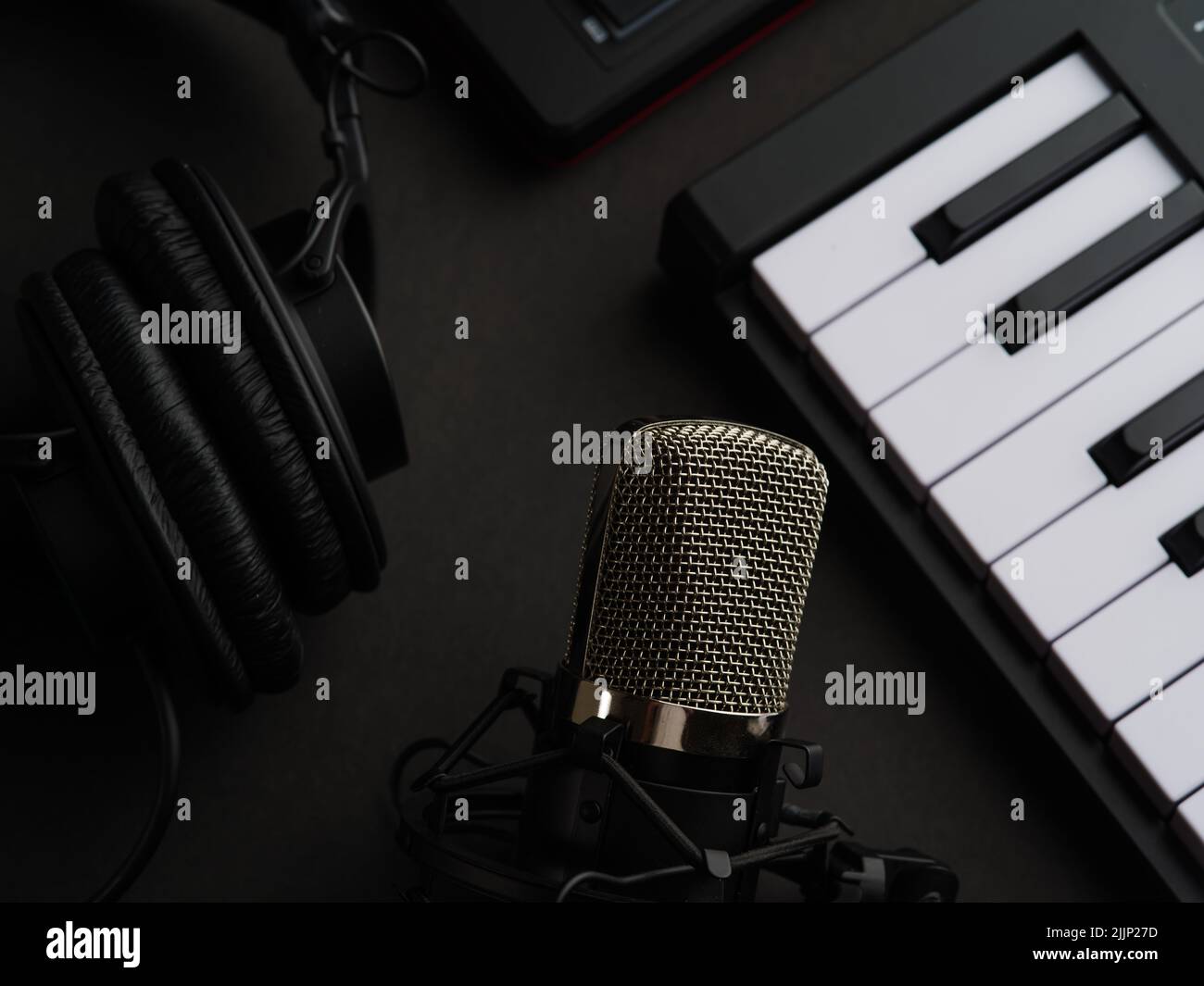 Recording studio, music studio, radio. On a gray background studio ...