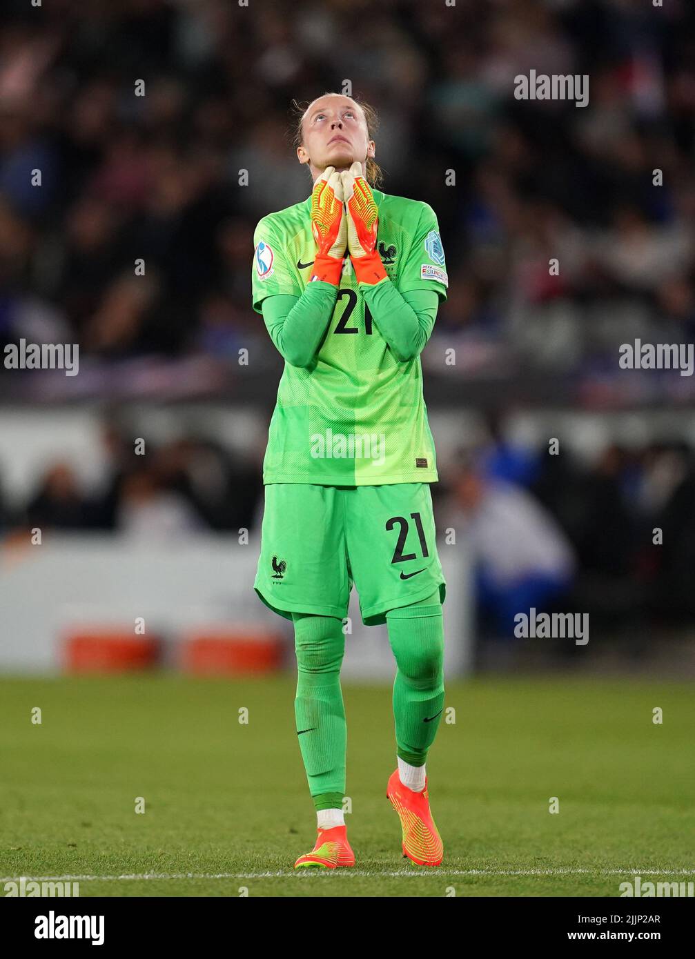 France goalkeeper Pauline Peyraud-Magnin appears dejected after a ...