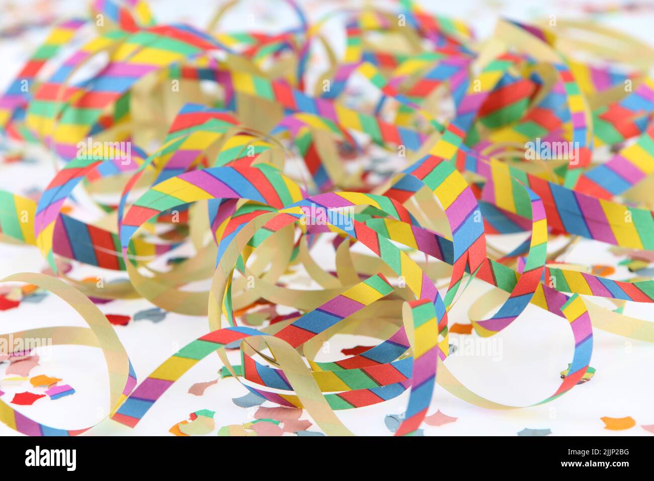 Colorful streamers and confetti isolated on a white background Stock ...