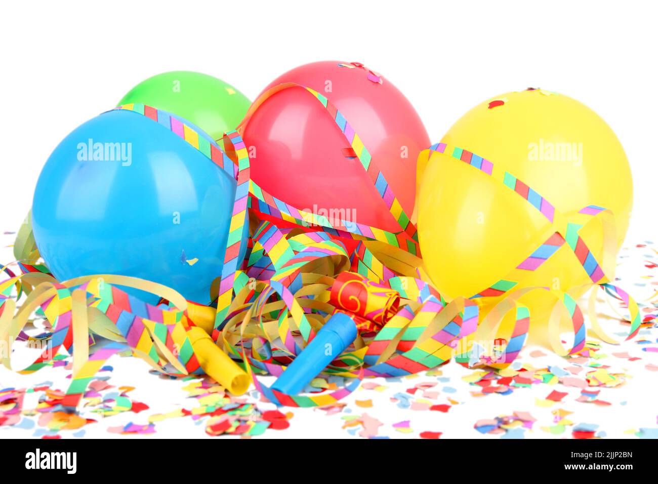 A colored balloons and confetti, a festive design concept Stock Photo ...