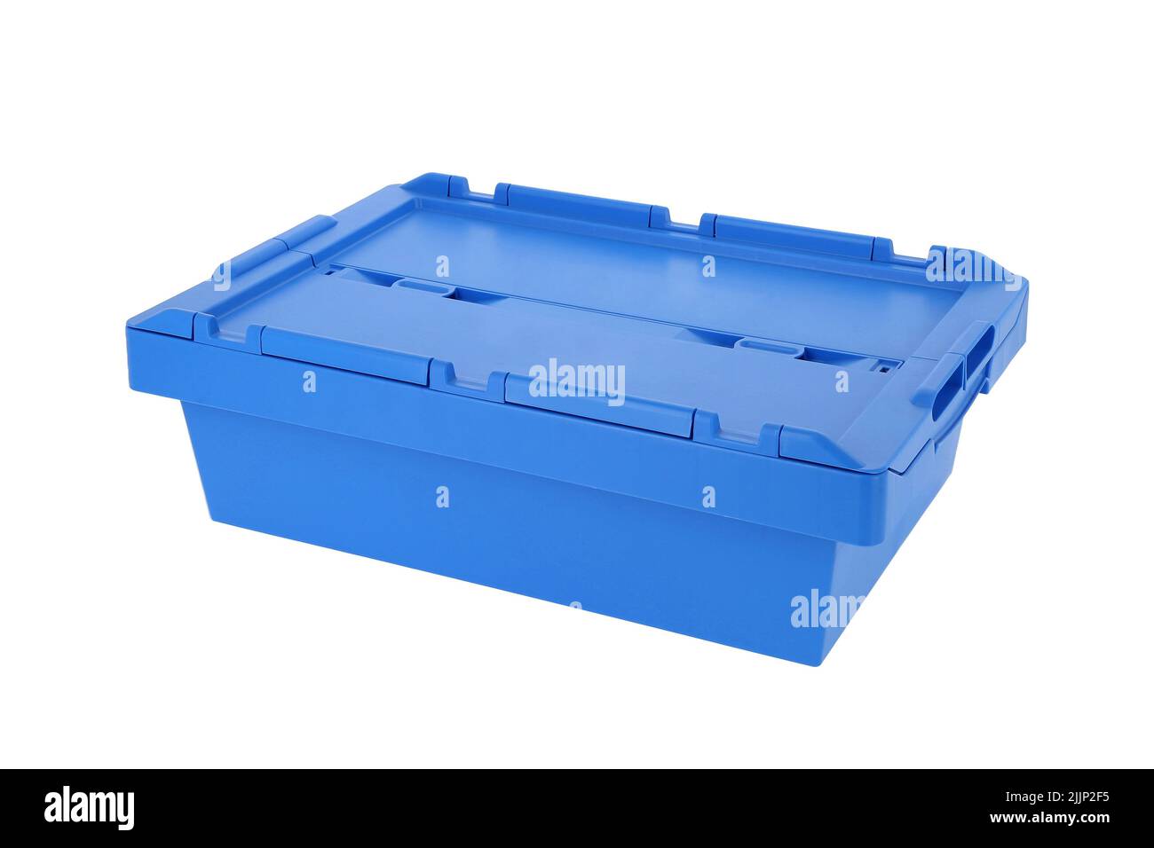 A blue plastic box isolated on a white background Stock Photo - Alamy