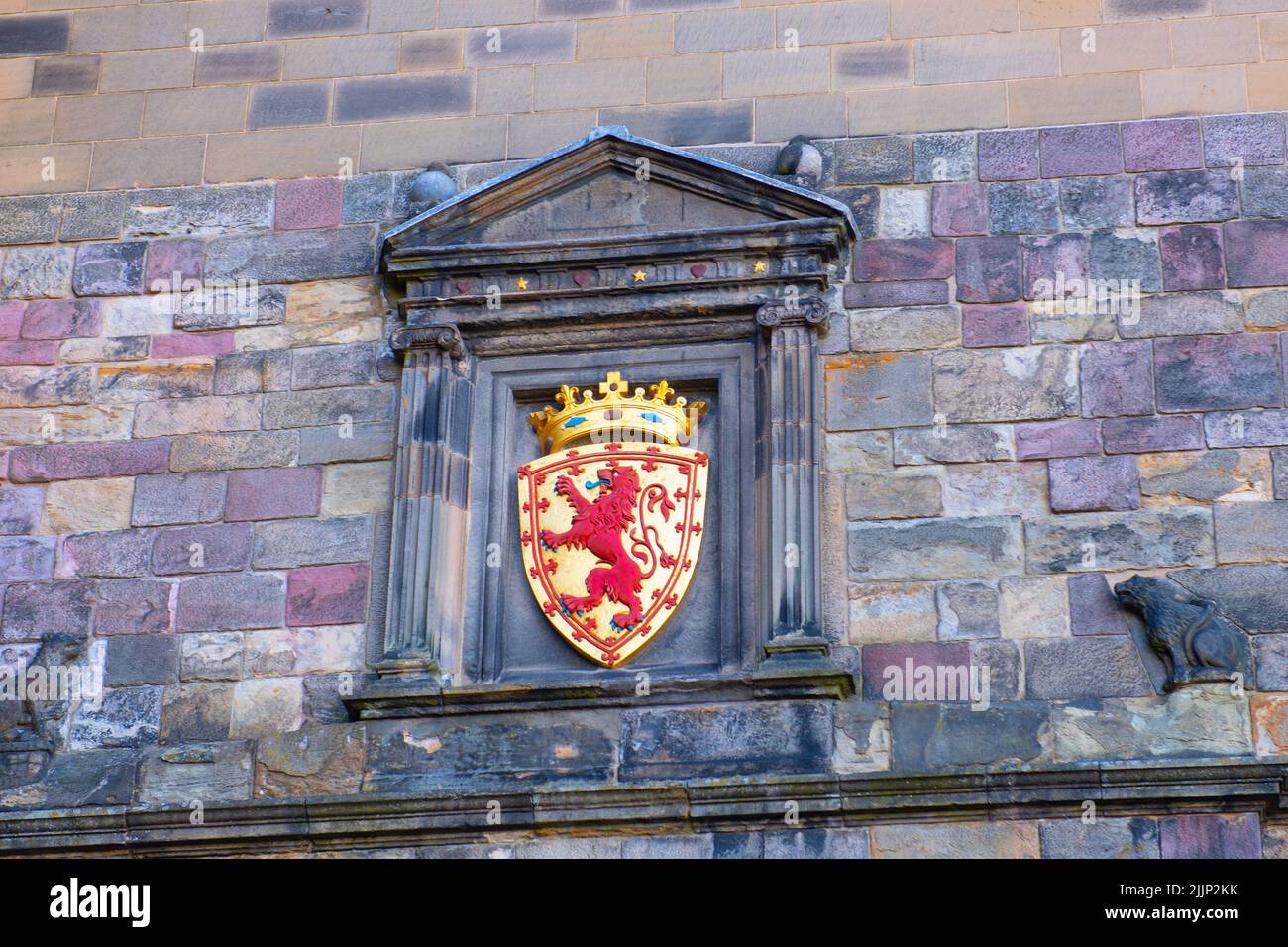 Royal Arms of Kingdom of Scotland on Edinburgh Castle in Old Town ...