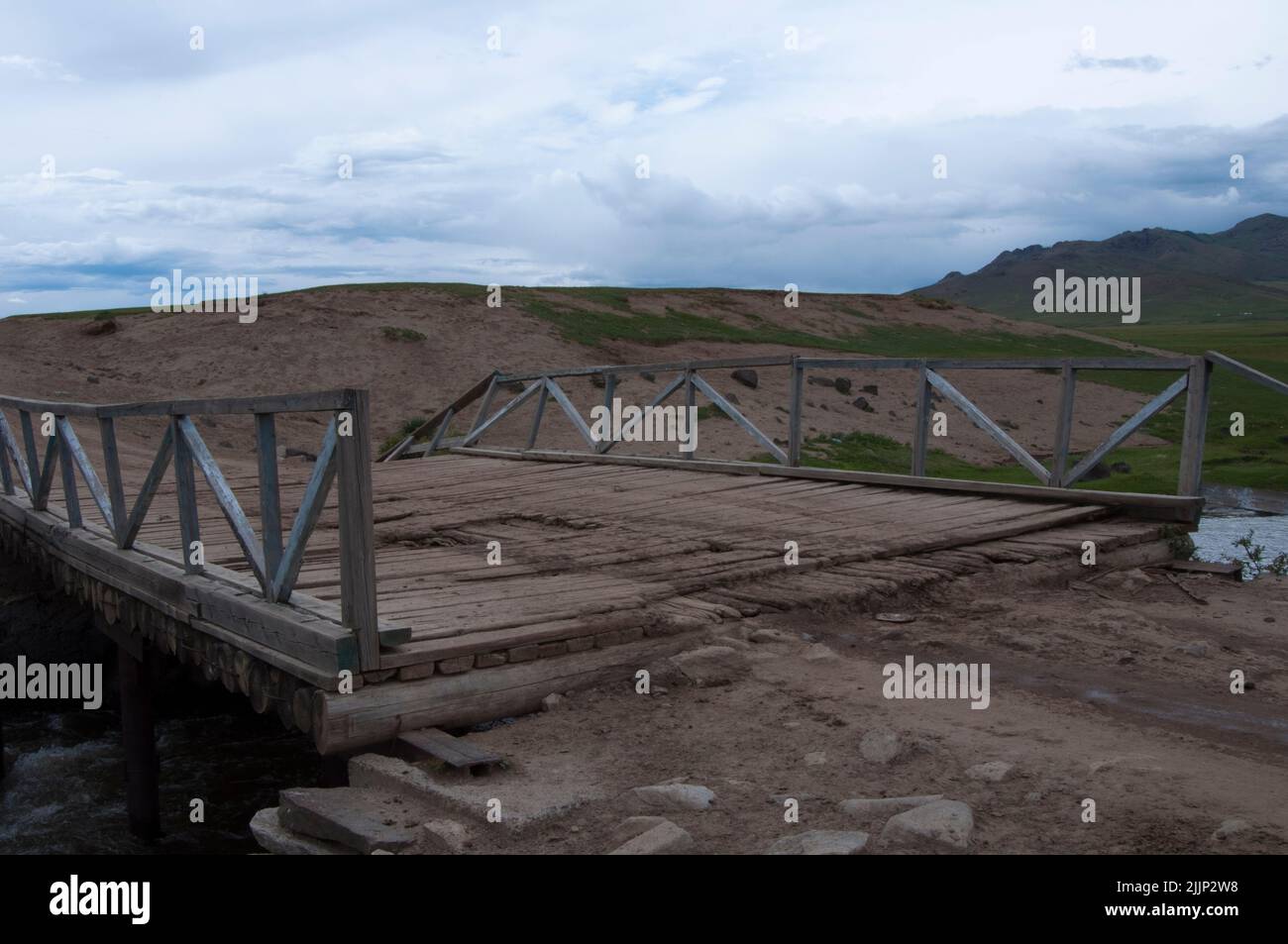 Traditional wooden bridge. Central Mongolia, Asia Stock Photo - Alamy