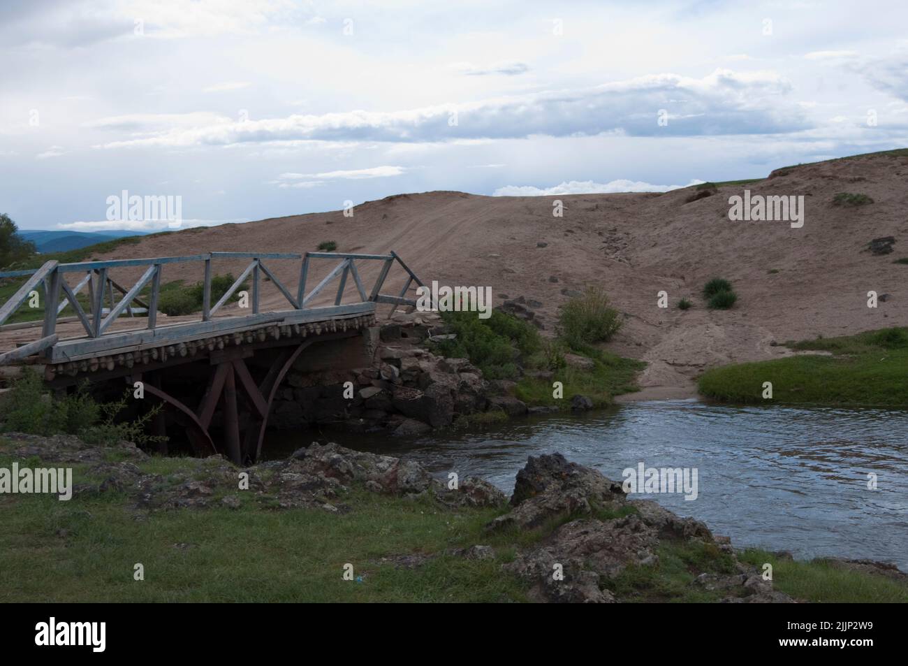 Bridge over a creek in central Mongolia. Asia Stock Photo - Alamy