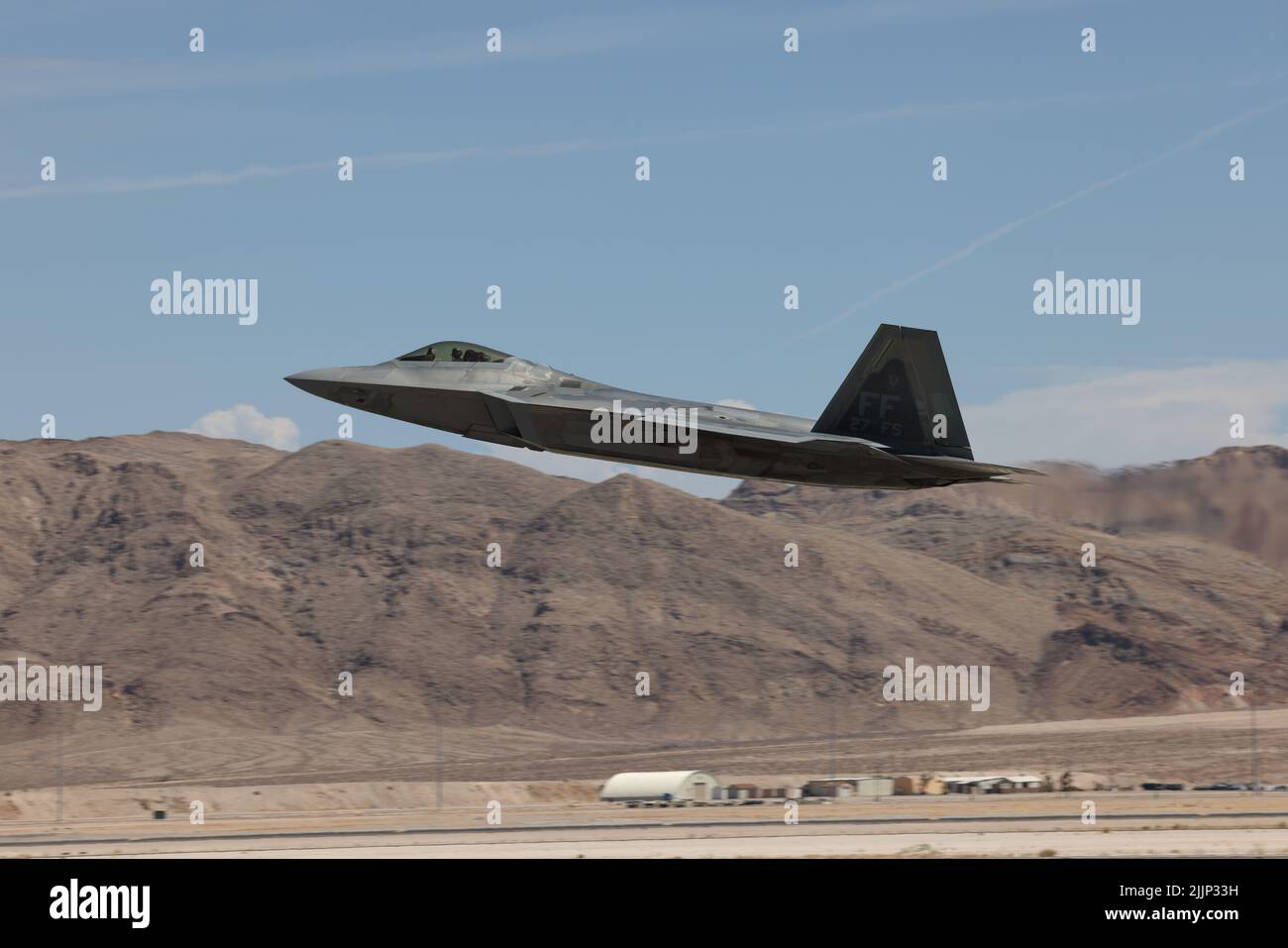 An F-22 Raptor from 27th Fighter Squadron, Joint Base Langley-Eustis ...