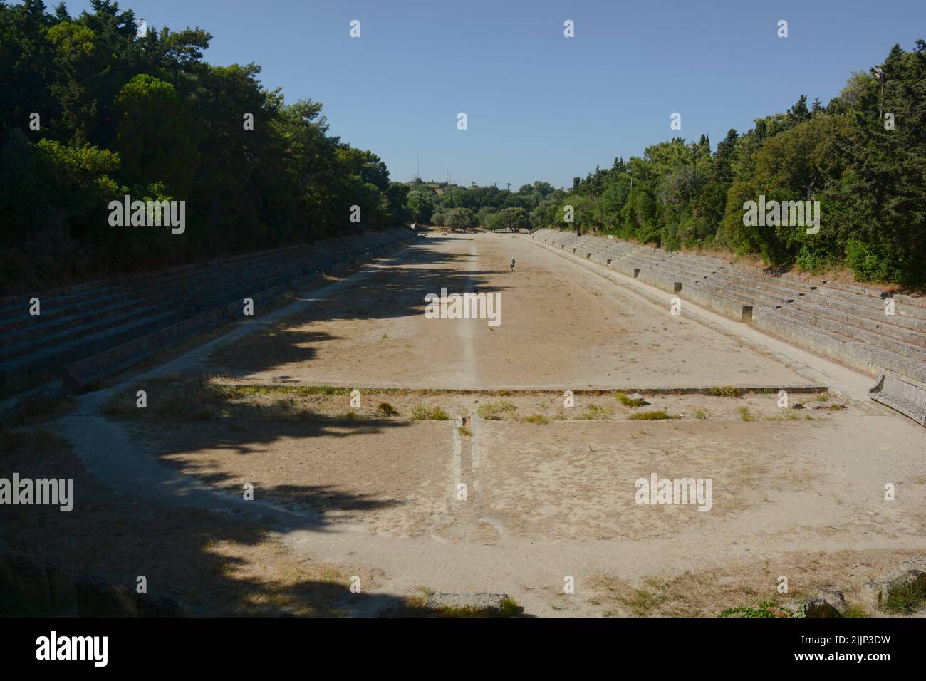 View of the whole ancient stadium near the city of Rhodes Stock Photo ...