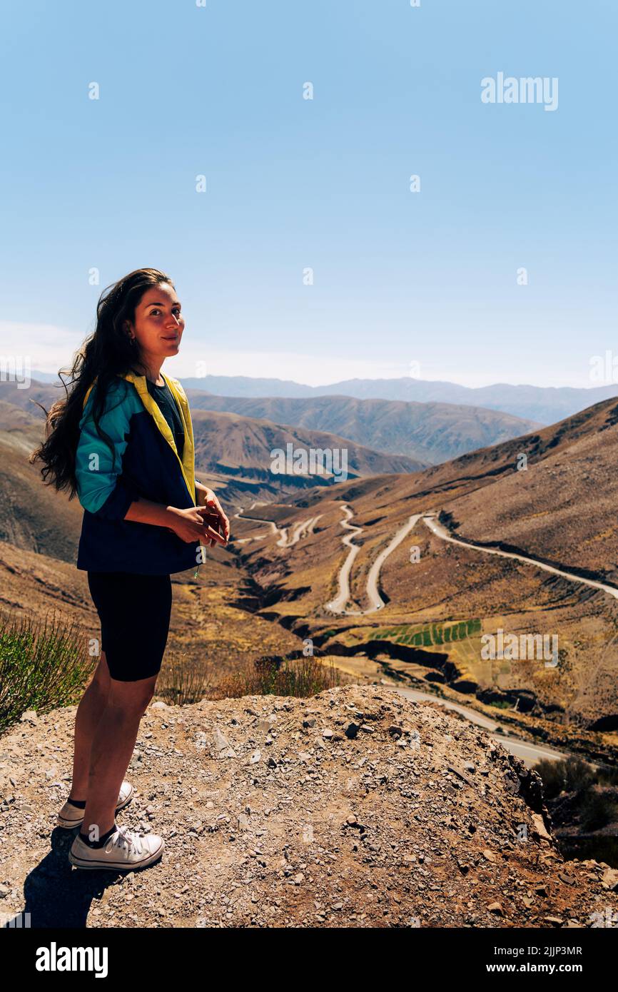 The woman looking to Cuesta de Lipan Stock Photo - Alamy