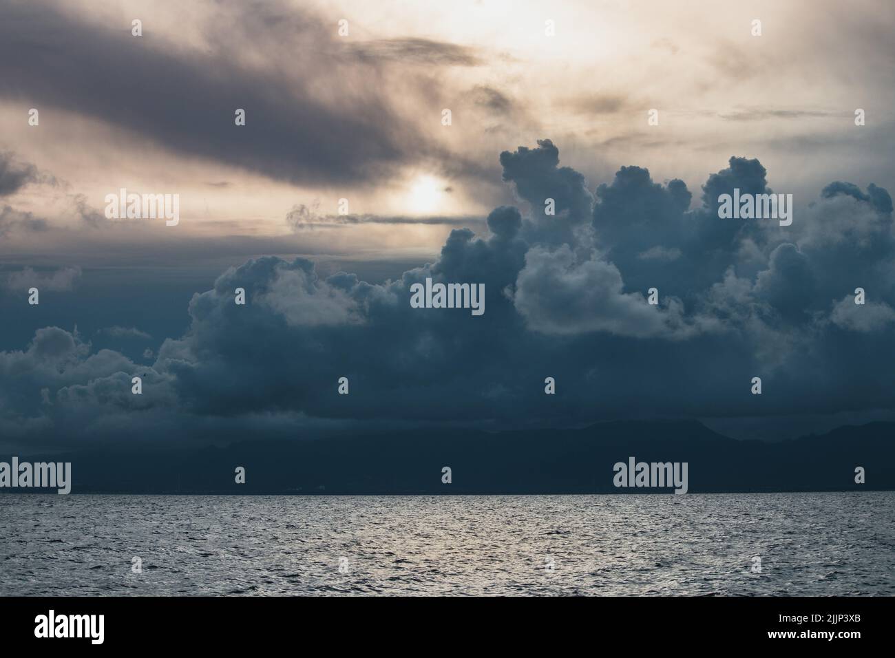 A scenic view of dramatic clouds over the Mediterranean sea Stock Photo ...