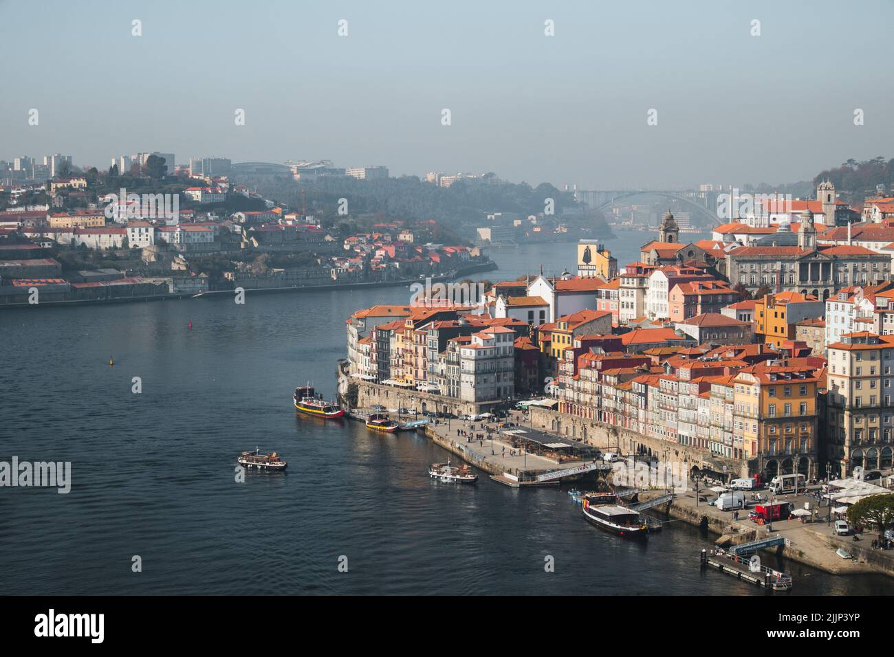 A scenic view of waterfront architecture in Porto, Portugal Stock Photo ...