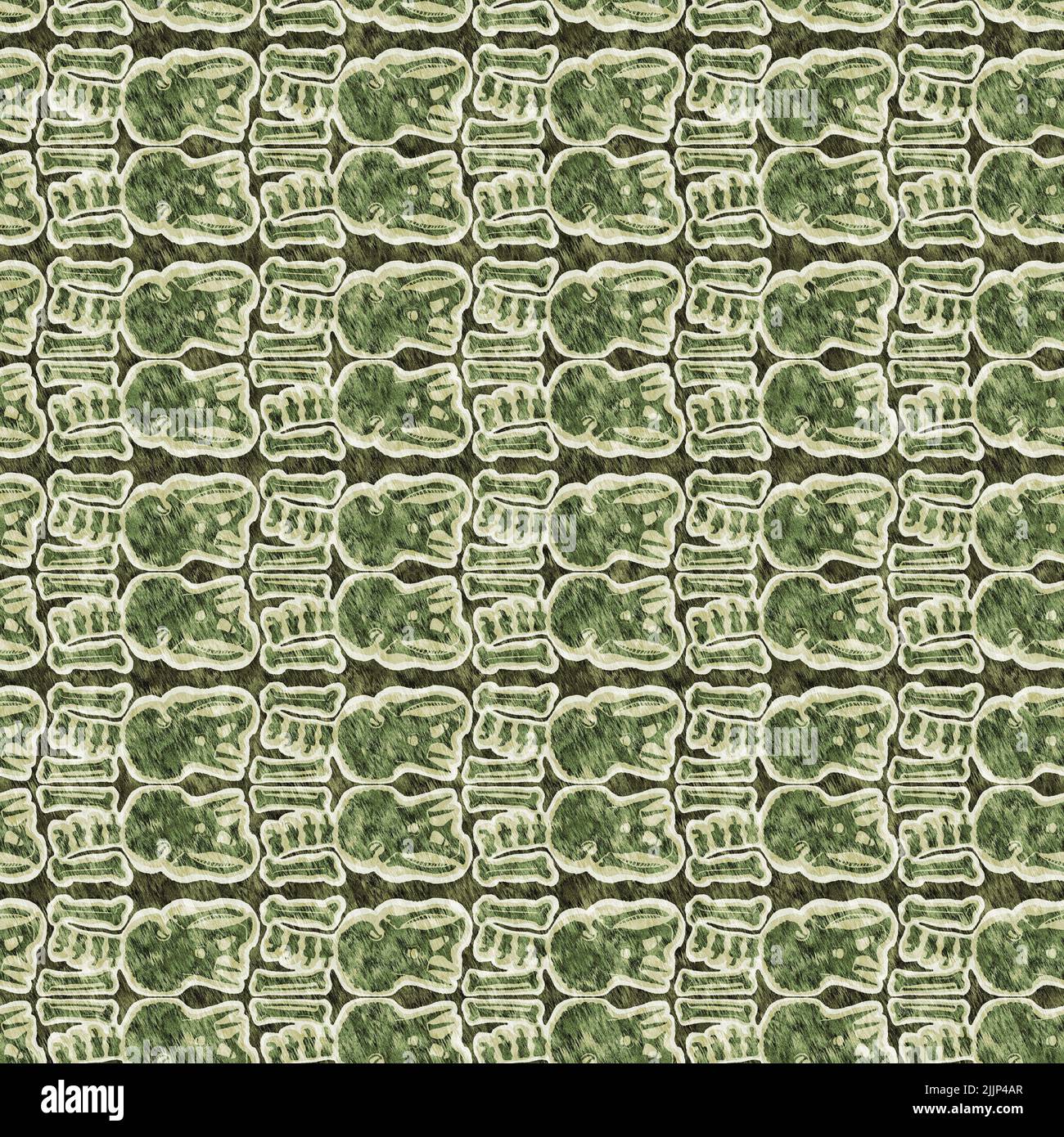 Green triceratops dinosaur fossil bones seamless pattern. Gender ...