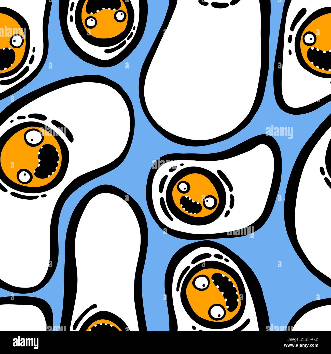 Cartoon kids seamless scrambled eggs pattern for wrapping paper and ...
