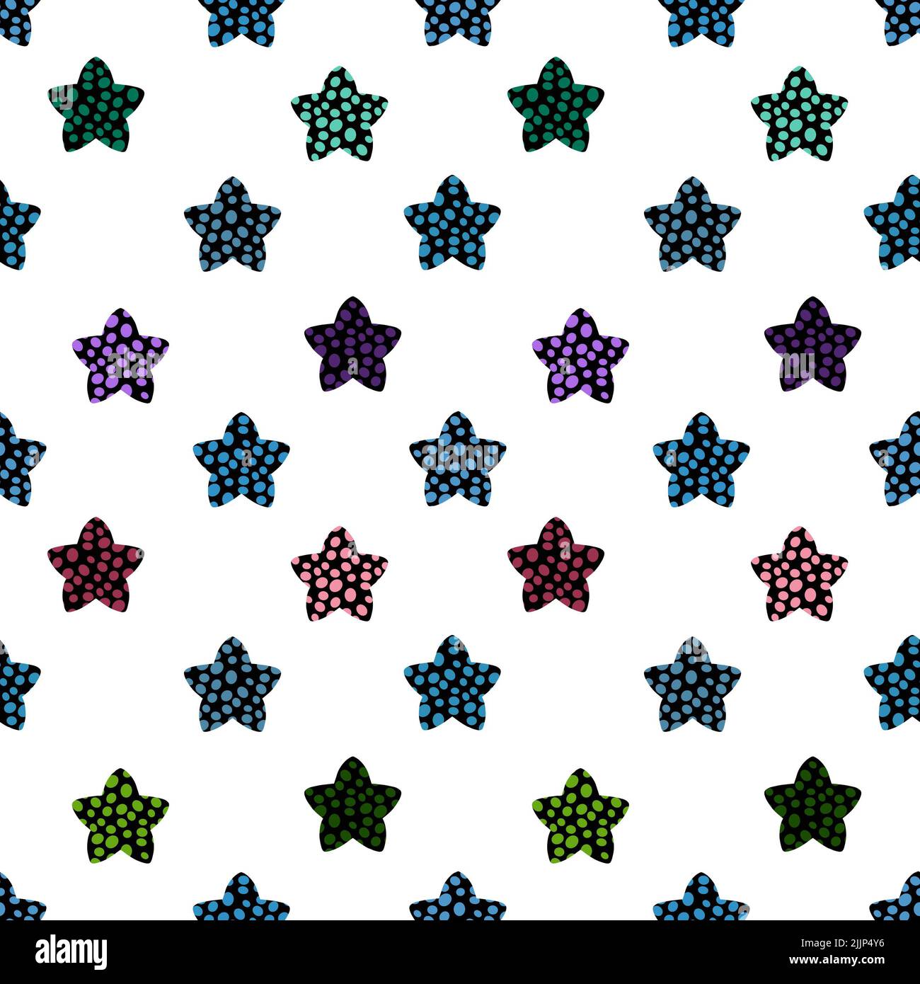 Kids cartoon seamless stars polka dots pattern for Christmas wrapping ...
