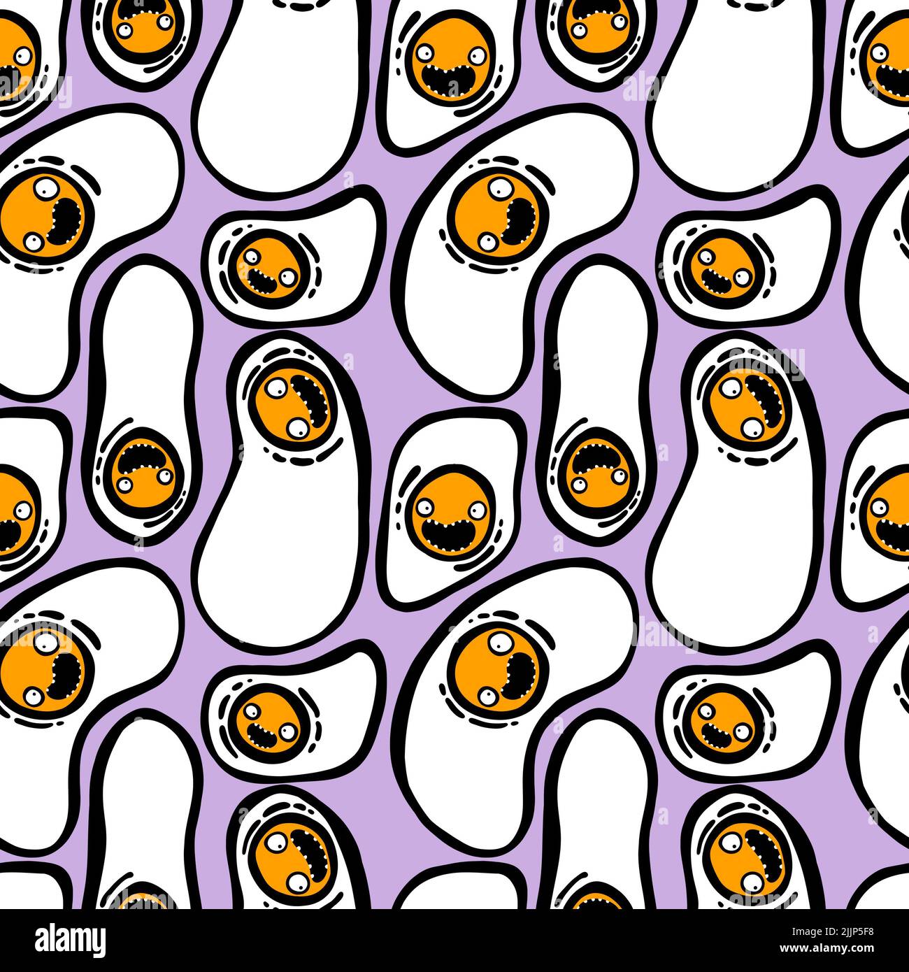 Cartoon kids seamless scrambled eggs pattern for wrapping paper and ...