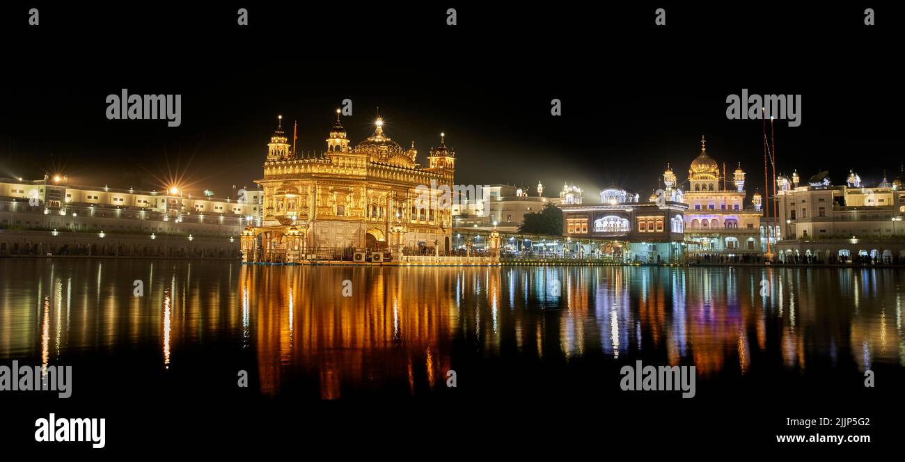 A Gurudwara temple religious place in night lights Stock Photo - Alamy