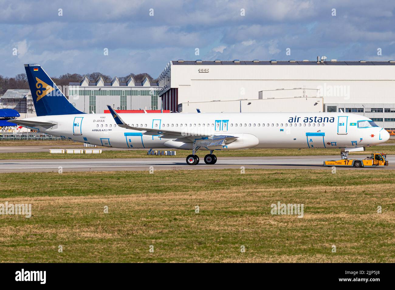 Air Astana Airbus A321-271NX (D-AYAX, 9080) Hamburg Finkenwerder Airport, XFW, EDHI Stock Photo ...