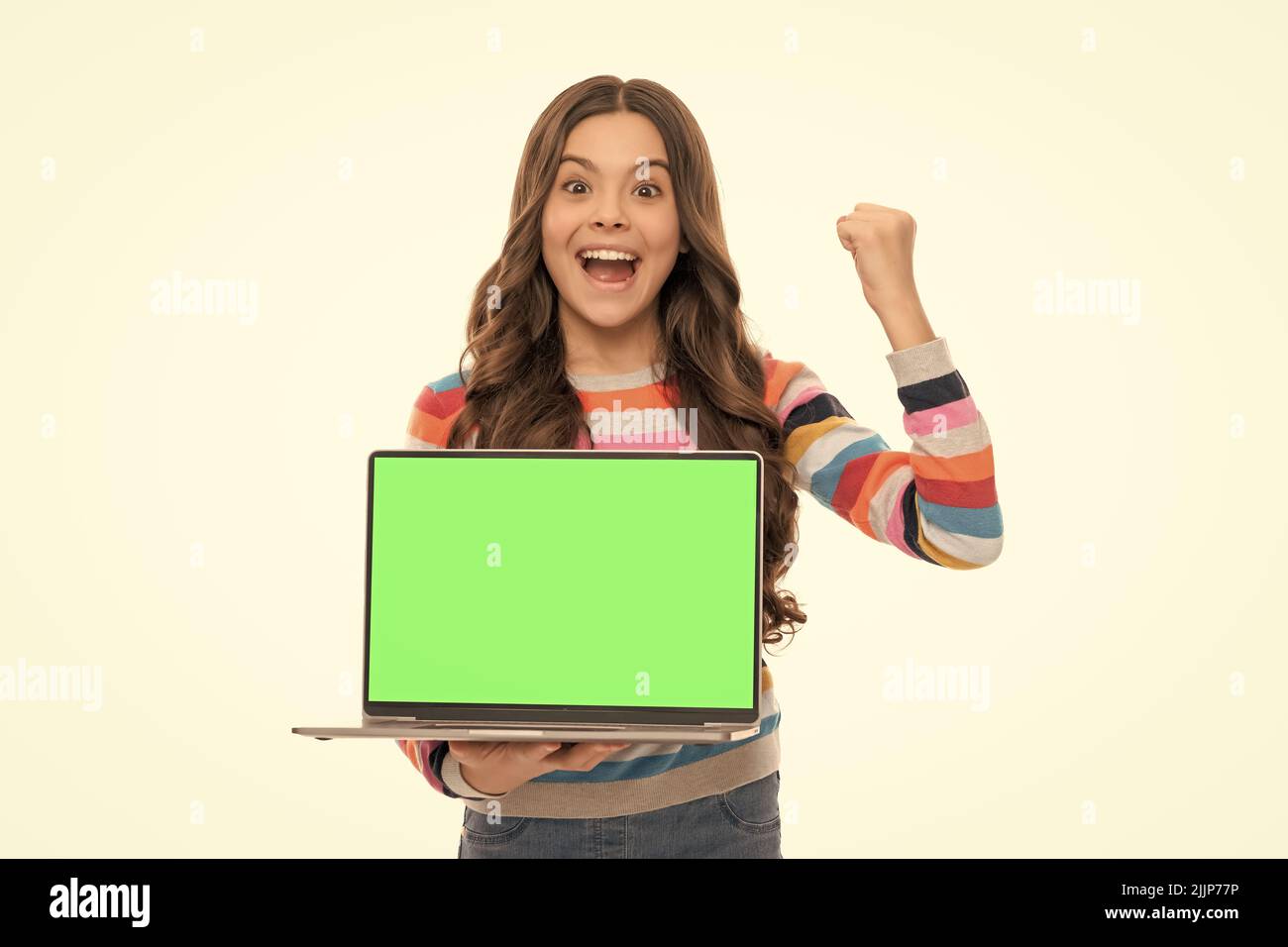 happy child study online education making presentation on computer copy ...